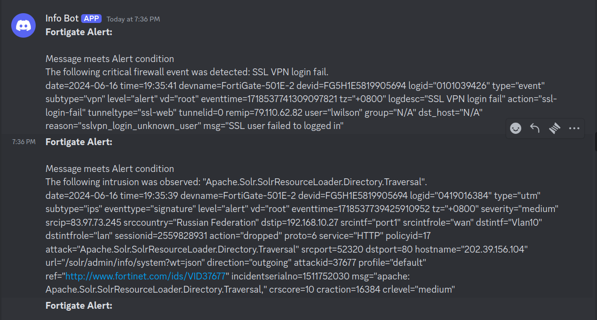 Sending FortiGate Firewall Alerts to Telegram/Discord – Tim's Random ...
